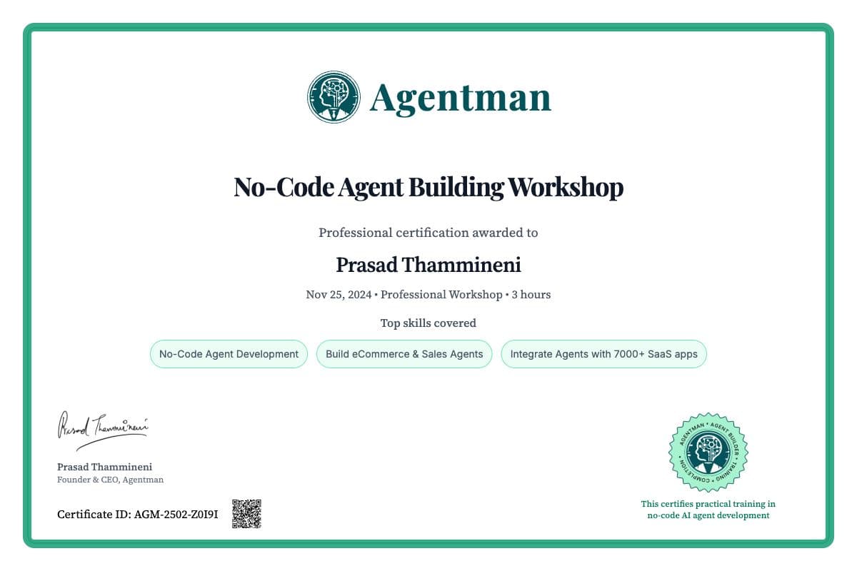Build AI Agents Without Code Workshop | Live Training by Agentman Founders